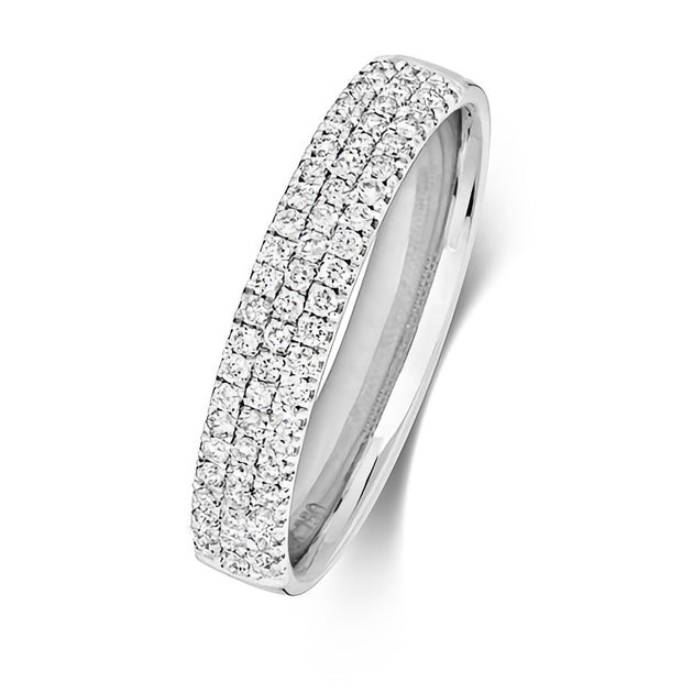 Platinum Diamond Wedding Ring D Shape 4mm